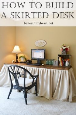 DIY Drop Cloth Skirted Wood Desk - Beneath My Heart